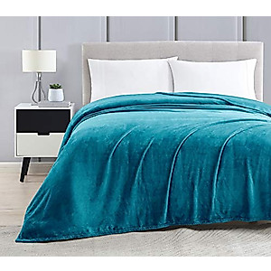 Love's cabin Flannel Fleece Blanket Throw Size Teal Throw Blanket for Couch, Extra Soft Double Side Fuzzy & Plush Fall Blanket, Fluffy Cozy Blanket for Adults Kids or Pet (Lightweight,Non Shedding)