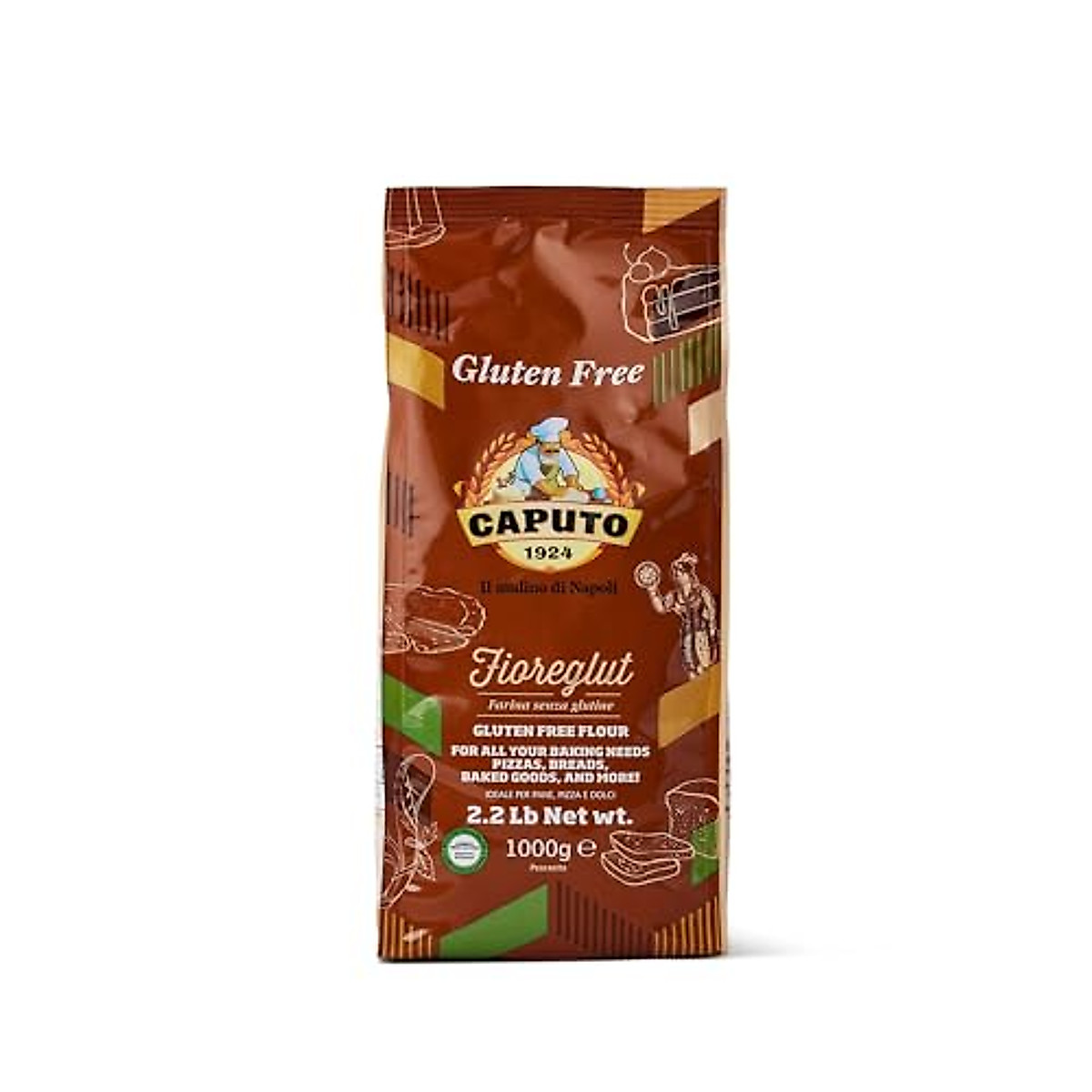 Antimo Caputo Gluten Free Pizza Flour 2.2lb - All Natural Multi Purpose Flour & Starch Blend for Baking Pizza, Bread, & Pasta