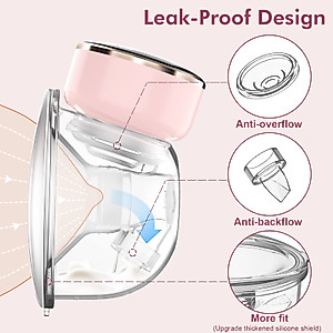 NaNaLazy Wearable Breast Pump Hands Free of Longer Battery Life & LED Display, Portable Electric Breast Pump with 3 Modes & 9 Levels & Low Noise, 24 mm Flange, 2 Pcs Pink