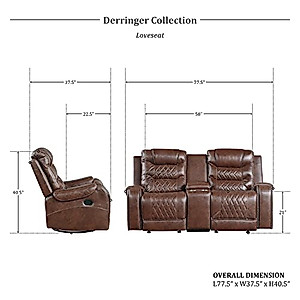 Lexicon Derringer Wall Hugger Manual Double Glider Reclining Loveseat, Brown