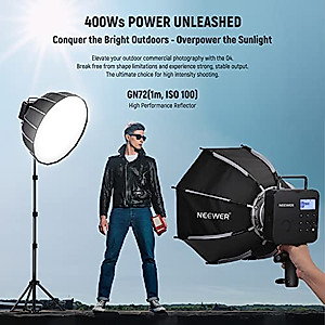 NEEWER Q4 400Ws 2.4G TTL Outdoor Studio Flash Strobe (New Look),1/8000 HSS 2800mAh Battery Powered Photography Monolight Speedlite 30W Modeling Lamp/400 Full Power Flash/0.01-1.2s Recycle/Bowens Mount