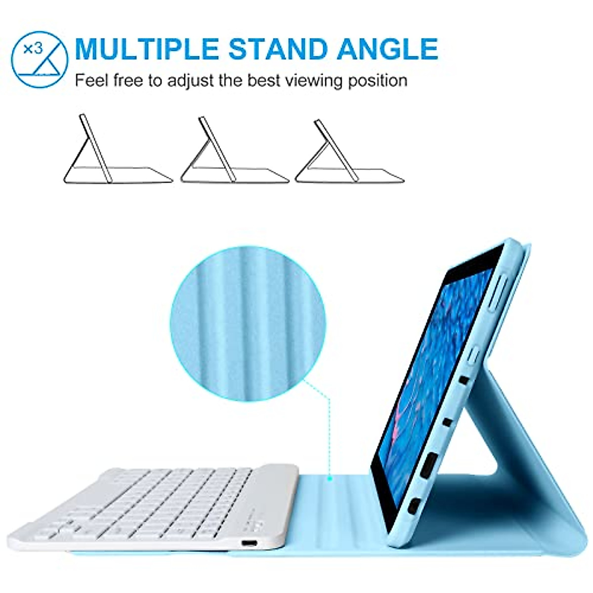 Keyboard Case for All-New Kindle Fire HD 10 and Fire HD 10 Plus Tablet (Only Compatible with 11th Generation 2021 Release)Slim Lightweight Protective Cover with Detachable Bluetooth Keyboard(Blue)