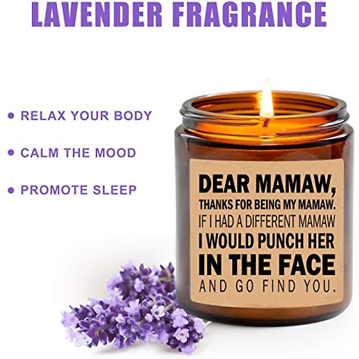 Averaze Mamaw Candle - Mamaw Gifts from Grandkids - I'd Punch Another in The Face - Fun Gag for Her - Mother's Day Candle - Lavender Scented Candles 8oz