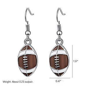 RUOFFETA Sport Ball Dangle Earrings, Football Earrings, Basketball Earrings Soccer Volleyball Baseball Earrings for Women Fan Gift(Football Coffee)