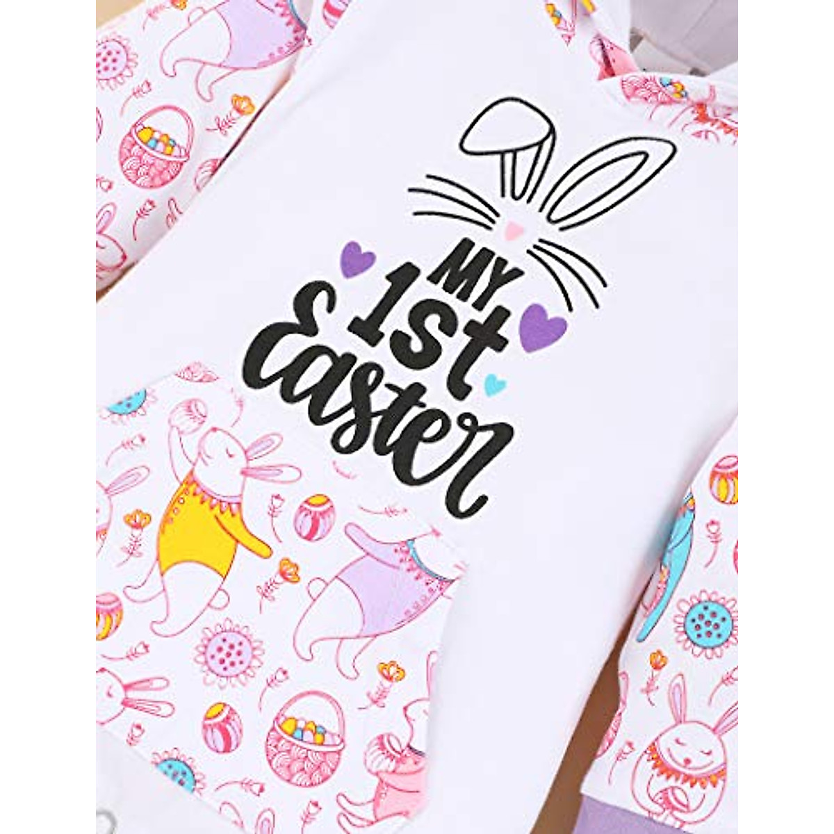 WALSONER Newborn My First Easter Outfit Baby Girl Hoodie Romper Bodysuit Jumpsuit Clothes Newborn White