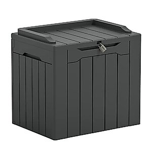 Greesum 31 Gallon Resin Deck Box Large Outdoor Storage for Patio Furniture, Garden Tools, Pool Supplies, Weatherproof and UV Resistant, Lockable, Dark Grey