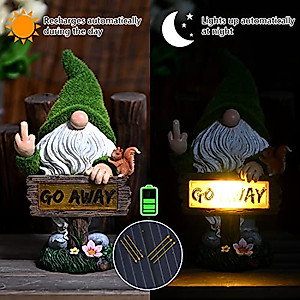 ASAWASA Gnomes Decorations for Yard with Solar LED Light,Large Outdoor Funny Garden Lawn Gnome Decor(Tall 11.8 Inches)