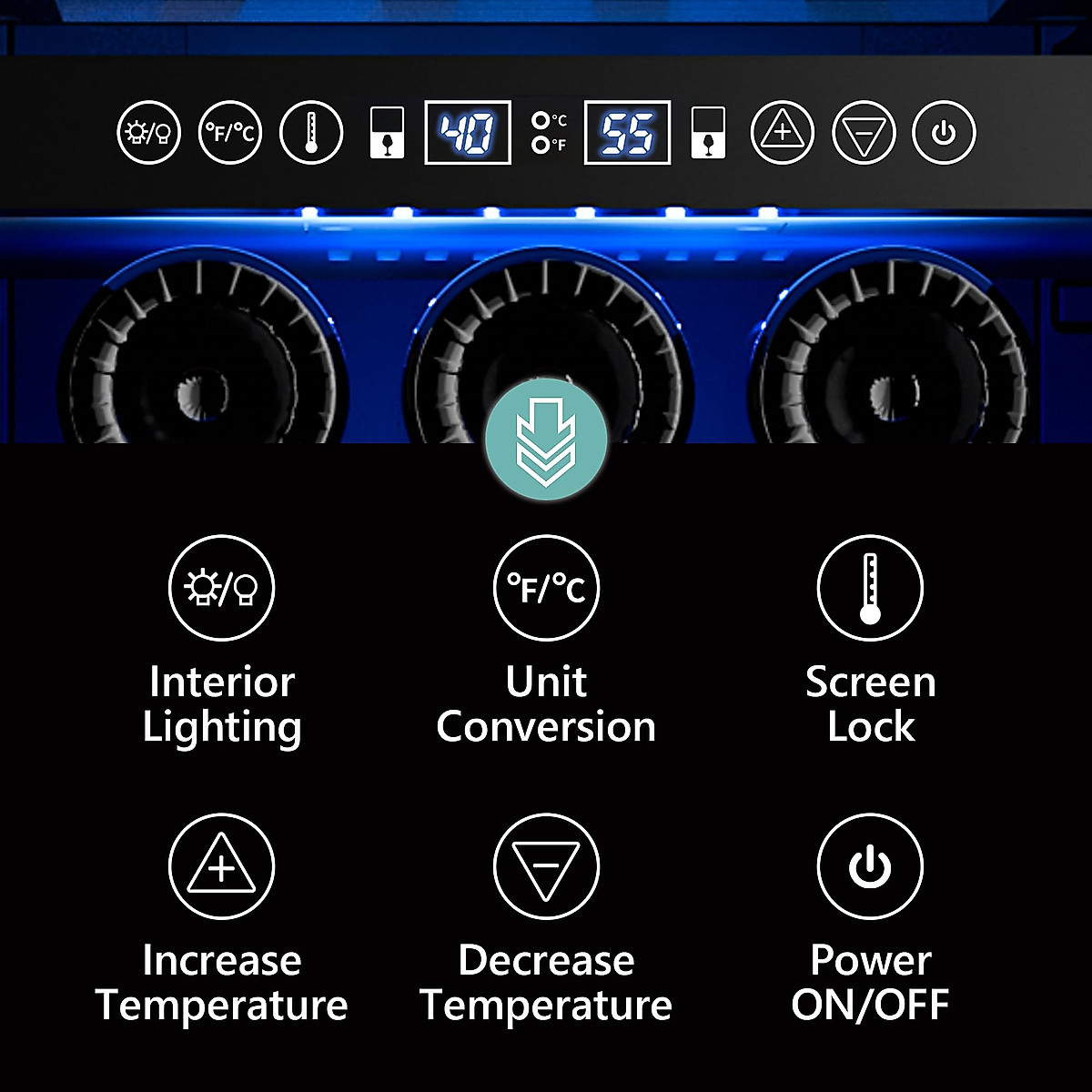 EUHOMY 15 Inch Wine Fridge, Dual Zone Wine Chiller with Digital Temperature Control, Wine Cooler Upgraded Compressor Fits Low Noise, Wine Storage with Double-Layer Glass Door, 33 Bottles.