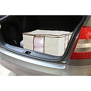 MISSLO Jumbo Zippered Storage Bags for Closet King Comforter, Clothes, Blanket Organizers Heavy Fabric Space Saver