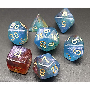 DND Dice Polyhedral 7-Die Dice Set for D&D Dungeons & Dragons Role Playing Gaming Ocean dice