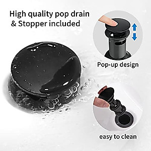 FROPO 2 Handle Black Bathroom Sink Faucet - 4 Inch Centerset Faucet Bathroom 2 or 3 Hole Lavatory Faucet Bathroom Vanity Sink Faucets with Pop-up Drain and Supply Lines Matte Black