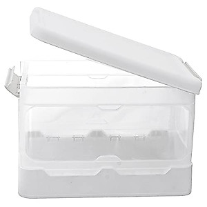 EZOWare 16 Quart Folding Plastic Storage Latch Box Basket with Lids, Stackable Lidded Organizer Container Bins - Set of 2, White / Clear