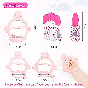 Vicloon Silicone Teething Mitt, 2Pcs Baby Teething Mitten, Baby Teething Toy with Adjustable Strap, Crinkle Sound and Textured, Baby Teething Mitten Self Soothing Baby Chew Toys for 0-6month Infant