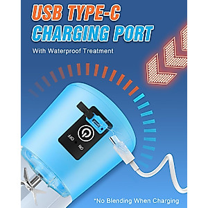 Portable Blender for Shakes and Smoothies, 6 Blades Juicer Cup for USB Rechargeable, Personal Blender with One Touche Operation, Blender Shake Smoothie for Kitchen, Travel and Sport