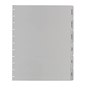 TUL® Discbound Monthly Planner Refill with 12 Tab Dividers, Letter Size, Gray, January to December 2023