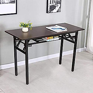 YYMN Portable and Compact Folding Desk,Home Office Desk 47 inches Folding Computer Table Activity Table with Storage Layer,Gaming Study Writing Workstation,No Install