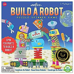 eeBoo: Build A Robot Spinner Puzzle Game, Encourages Imaginative Play, Patience and Social Skills for Children, for 2 to 4 Players, Spin for Parts to Build a Robot, Ages 3 and up