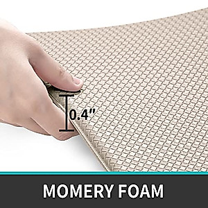 DEXI Kitchen Rugs and Mats Cushioned Anti Fatigue Comfort Mat Non Slip Standing Rug 2 Pieces Set 17"x29"+17"x59",Beige White