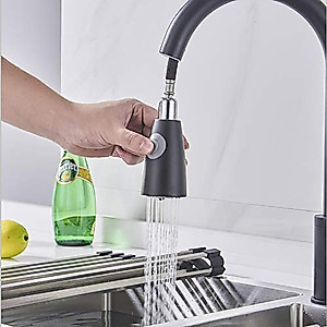 Kitchen Sink Faucet for Bar Farmhouse Commercial, Black Kitchen Faucets, Silver Single Handle Pull Out Kitchen Tap, Single Hole 1 Handle, Swivel 360 Degree Water Mixer Tap (Color : Black)