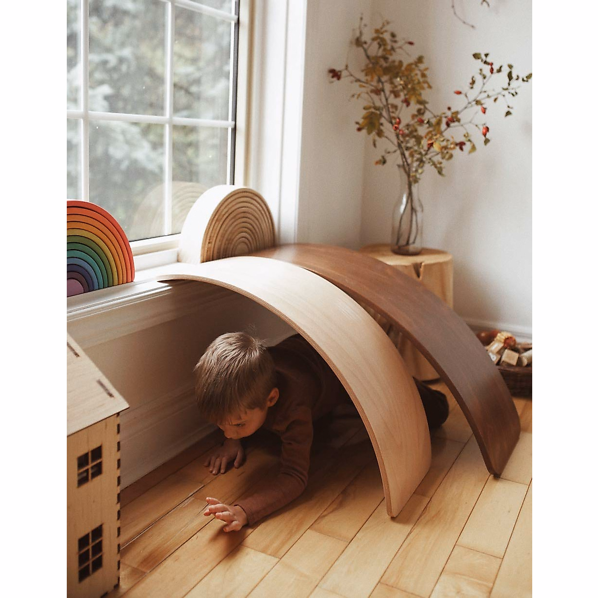 Kinderfeets, Kinderboard, Waldorf Original Wooden Balance Board for Toddlers, Kids, Teens, Adults - Bamboo