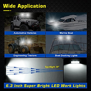 WFPOWER 2 Pack Boat LED Spreader Lights, 6.3inch 48W Super bright White marine Boat light Flood Beam Marine docking lights, IP67 Waterproof Light Bar 12V Deck Lamp for Pontoon Boat Fishing