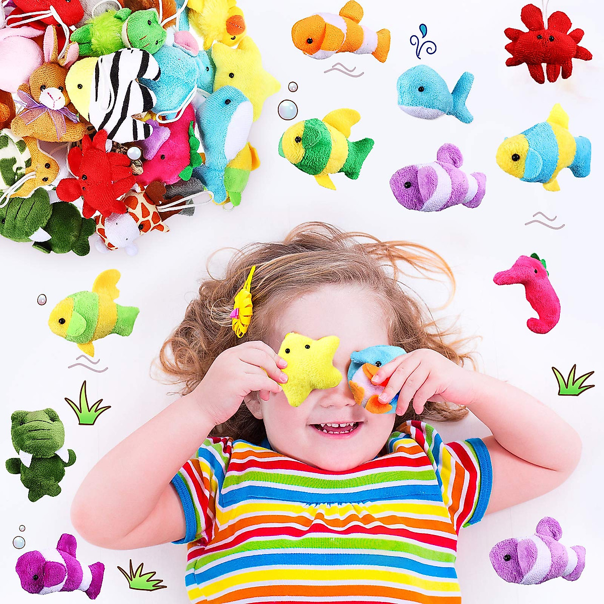 Sumind 42 Pcs Mini Plush Animals Toys Set, Cute Small Stuffed Animal Plush Keychain Decorations for Easter Themed Party Favors, Carnival Prizes, Rewards, Goodie Bags Filler(Cute Style)