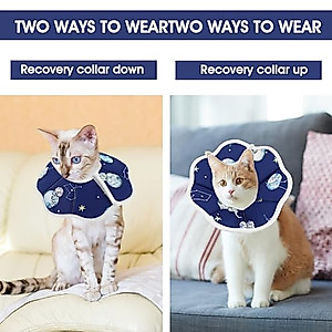 Cobee Soft Cat Cone Collar, Protective Cute Small Cat Recovery Collar Adjustable Fasteners Collars for Kittens Cats E-Collars After Surgery Wound Healing, Fit 6.3"-9" Neck Circumference(Constellation)