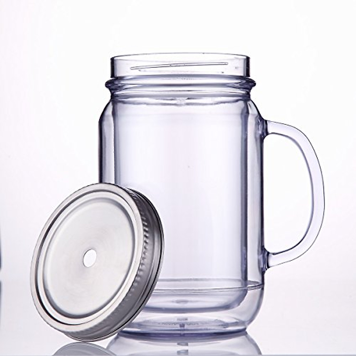 Cupture 2 Vintage Clear Mason Jar Tumbler Mug With Stainless Steel Lid and Straw - 20 oz