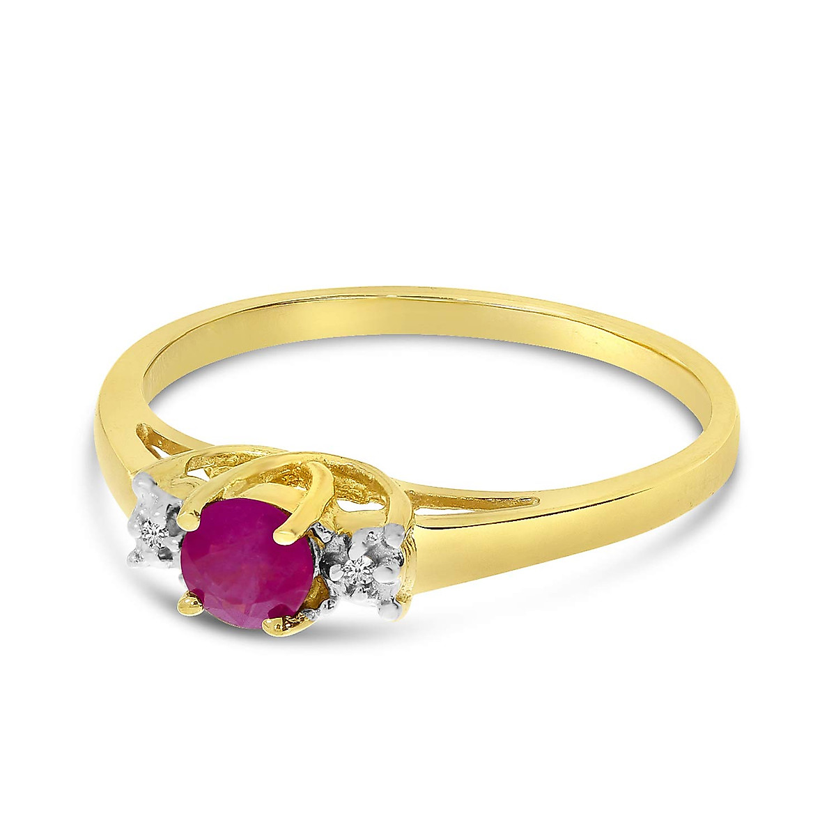 Direct-Jewelry 10k Yellow Gold Round Ruby And Diamond Ring (Size 7)