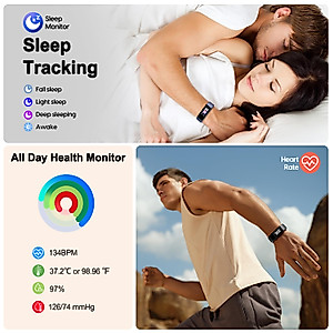 ENGERWALL Fitness Tracker with Step Counter/Calories/Stopwatch, Activity Tracker with Heart Rate Monitor, IP68, Health Tracker with Sleep Tracker, Smartwatch, Pedometer Watch for Women Men Kids