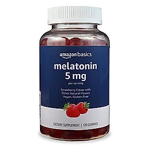 Amazon Basics Melatonin 5mg, 120 Gummies (2 per Serving), Strawberry (Previously Solimo)