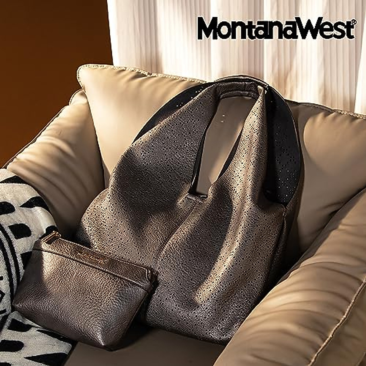 Montana West Black Slouchy Hobo Bags for Women Hollow out Shoulder Purses and Handbags Vegan Leather Top Handle Tot