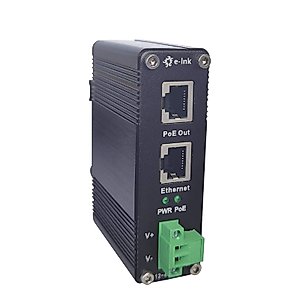E-link Hardened Industrial Gigabit PoE+ Injector, 12~48V Input PoE+ Adapter, IEEE802.3af/at 30W Output up to 328ft, Din-Rail and Wall-Mount Installation