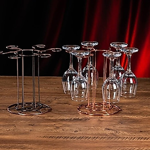 DOITOOL Metal Shelf Brackets Wine Glass Rack Countertop Wine Glass Holder Freestanding Stemware Storage Rack Wine Glass Stand Air Drying Tree Display Hanger for Home Bar Rose Gold Shelf Holders