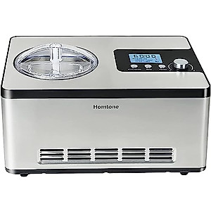 Homtone Ice Cream Maker, No pre-Freezing Automatic Ice Cream Machine 2 Quart with Built-in Compressor and LCD Timer for Making Ice Cream,Gelato in 30-60 min