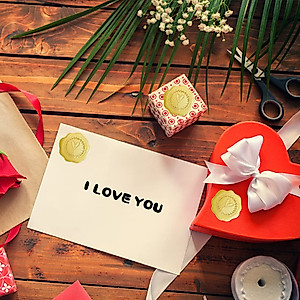 YUJUN 350PCS Gold Embossed Heart Stickers Self-Adhesive Heart Envelope Seal Wax Looking Stickers Labels for Wedding Party Invitations Valentine's Day Greeting Cards Party Favors Decor