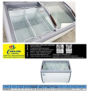 Chest Freezer Glass Door slide Commercial Ice Cream Freezer 49" White Stand Alone Curve Display Top w/Storage Baskets - 13 Cu.Ft…XS-360YXL