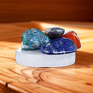 Om Zone Selenite Charging Plate for Cleansing Crystals & Healing Stones, Meditation, Reiki, Protection Crystals, Spiritual Gift (1, 4" Round)