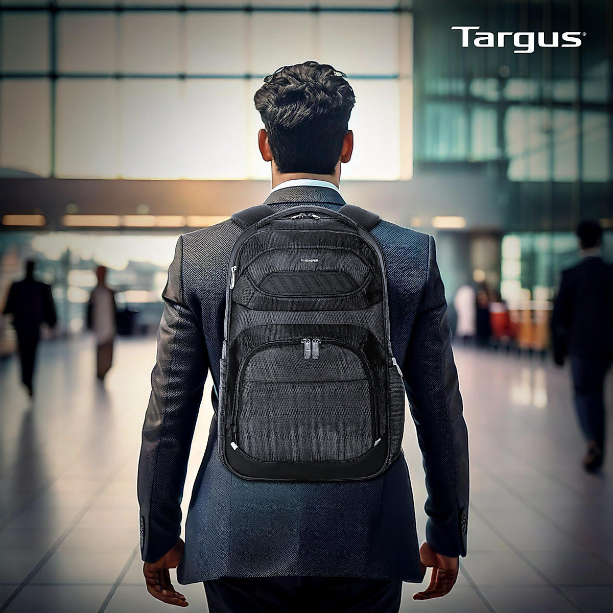 Targus Legend IQ Backpack Laptop bag for Business Professional and College Student with Durable Material, Pockets Throughout, Headphone Cord Pocket, TrolleyStrap, Fits 16-Inch Laptop, Black (TSB705US)