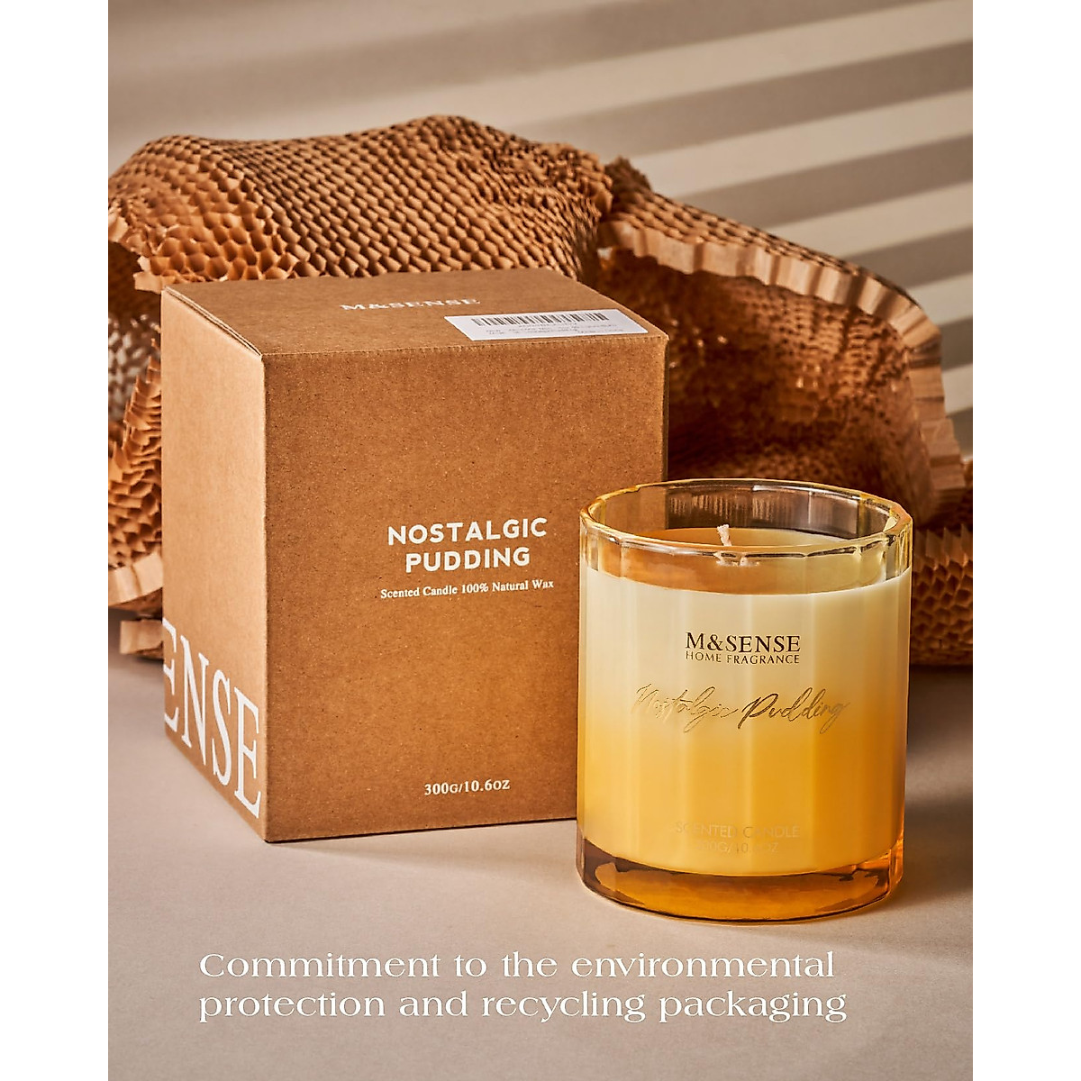 M&SENSE Apple Spice Soy Candles for Home Scented 10.6oz 60 Hour Long Lasting Slow Burning, Organic Natural Christmas Candle Highly Scented Winter Holiday Fragrance Gift for Women Men