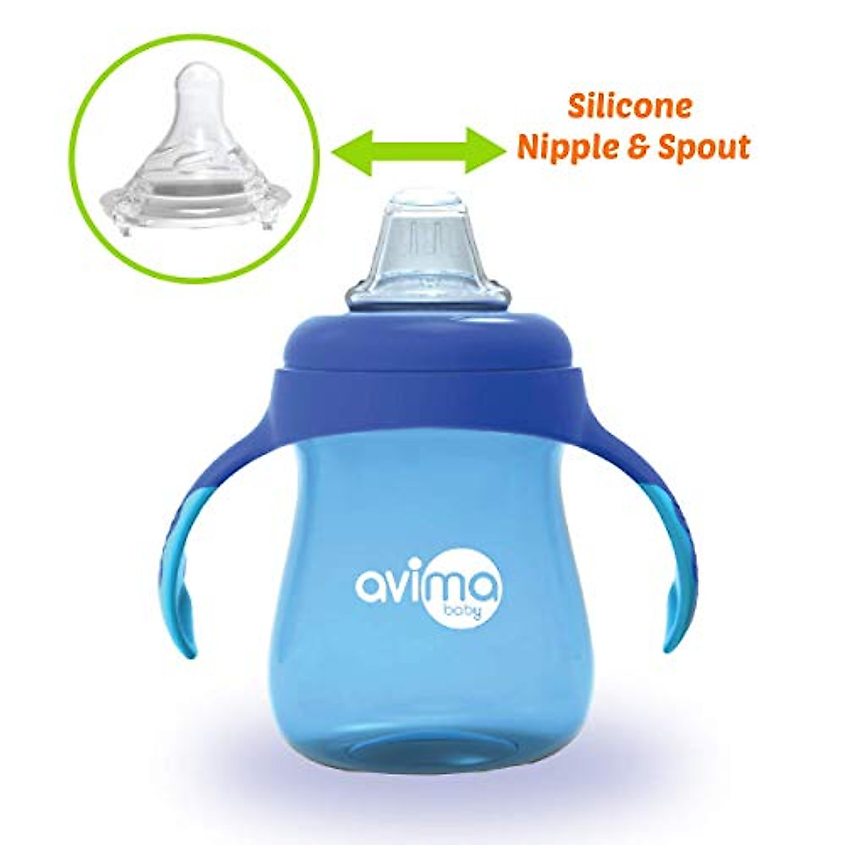 Avima Baby 9 oz Trainer Sippy Cups, Blue (Set of 2)