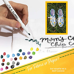 Crafts 4 All Fabric Pens for Clothes - Pack of 24 No Fade, Fabric Markers Permanent For Clothes - No Bleed, Machine Washable Shoe Markers for Fabric Decorating - Laundry Marker, Erases Stains Easily