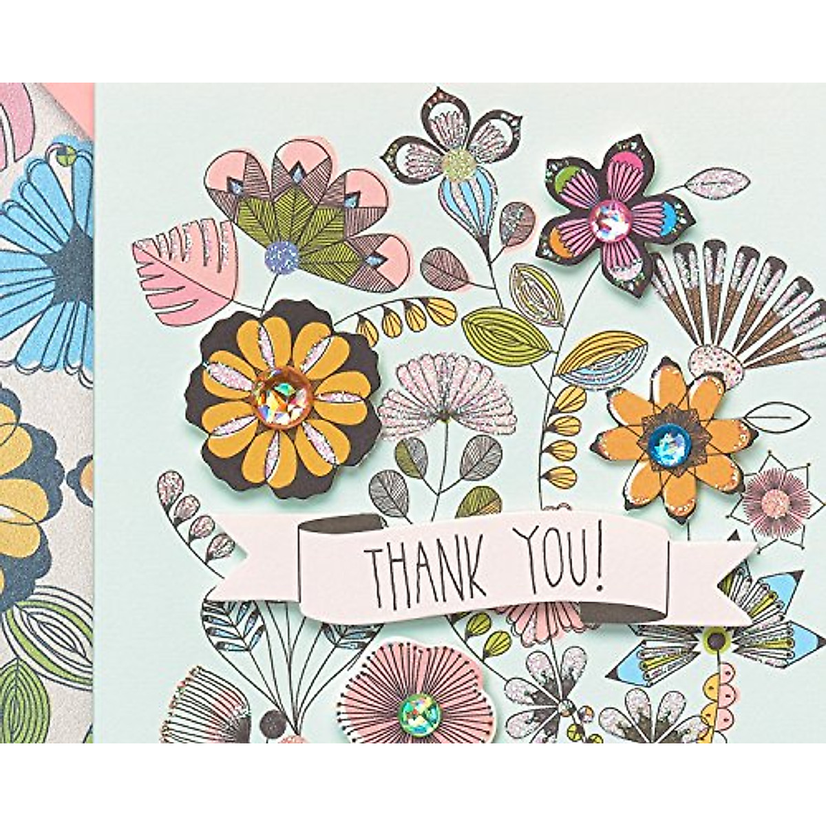 Papyrus Thank You Cards with Envelopes, Flowers & Bike with Glitter (8-Count)