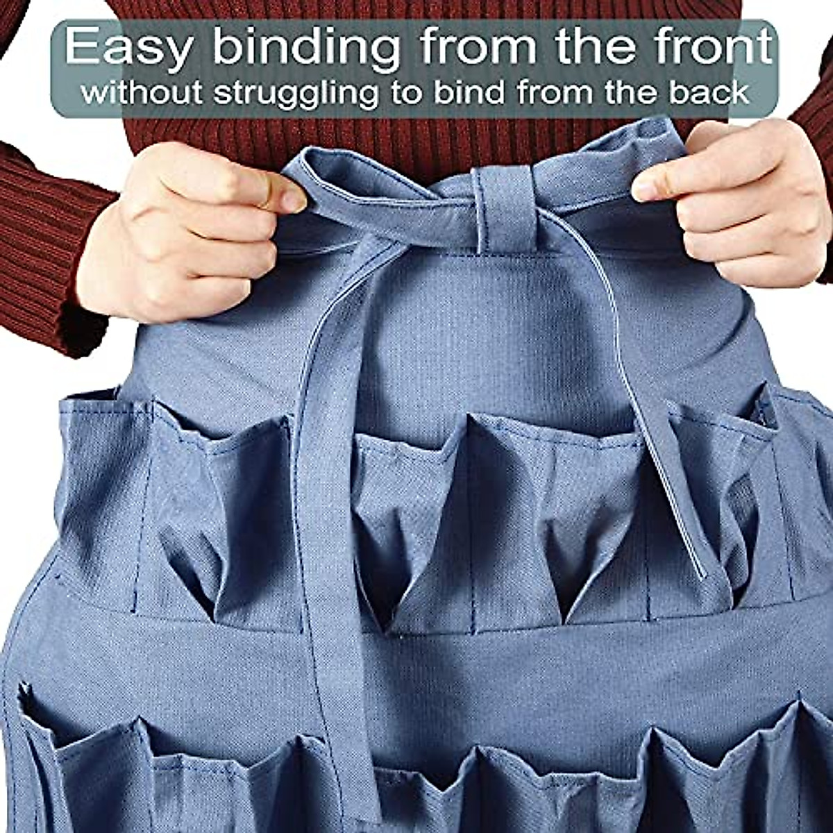 HorLaLa Egg Collection Apron with 18 Pockets for Gathering Chicken Duck Goose Eggs,Apron Fresh Eggs,Egg Collecting and Waist Backyard Coops,Great Gifts Mums Friends, Blue, 21inch