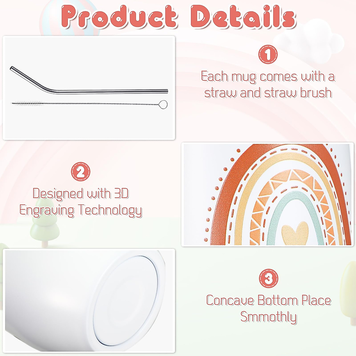 Thank You Gifts Inspirational May You Be Proud Tumbler Cup 12 oz Stainless Steel Insulated Rainbow Mug with Lids for Women Coworker Employee Teacher Nurse Volunteer Appreciation Graduation(10 Pcs)