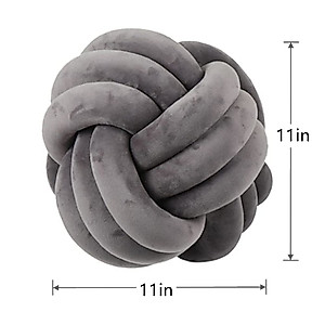 Knot Pillow Ball Round Cushion Pillows, Children Room Decoration Plush Toys Calming Stress Relief Toy (Dark Gray,11in/28cm)