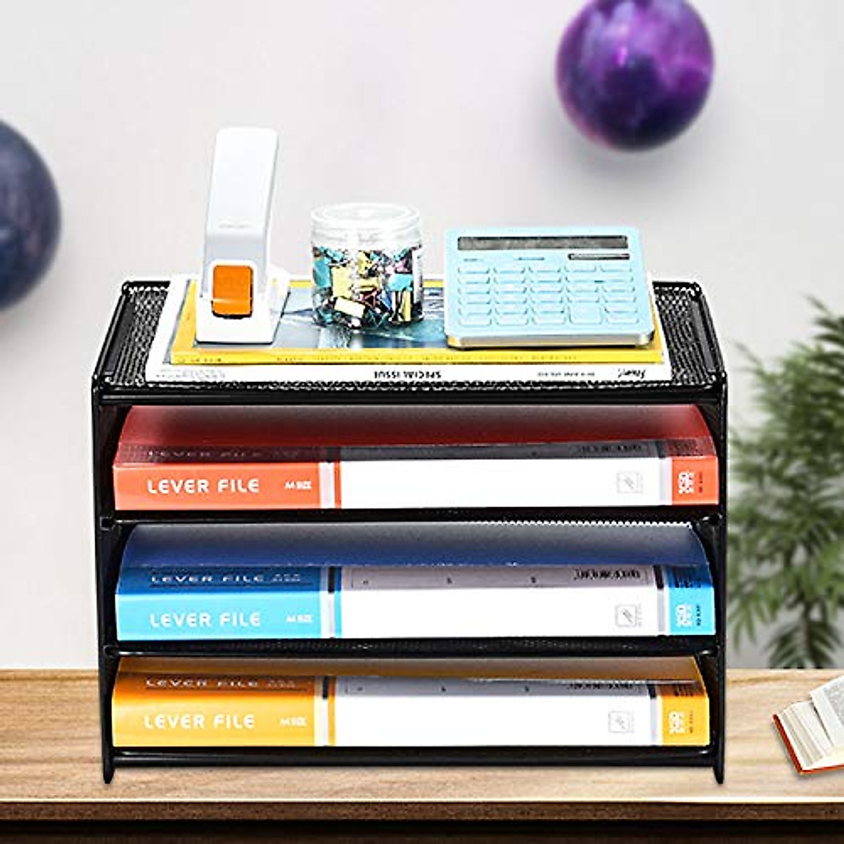 Samstar 3 Tier Paper Letter Tray - Desk File Organizer Black