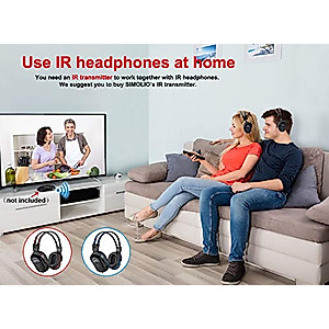 SIMOLIO 3 Pack of Wireless Car Headphones, IR Headphones for Kids in Car Wireless Entertainment, Foldable Wireless DVD Headphones with Travelling Bag, Universal Rear Entertainment System Headsets