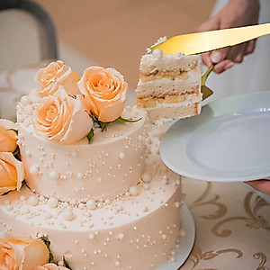 ERVILO Cake Knife and Server Set, Luxury Gold Cake Serving Set, Cake Pie Pastry Servers, Stainless Steel Cake Cutting Set Perfect For Birthday, Wedding, Parties and Events