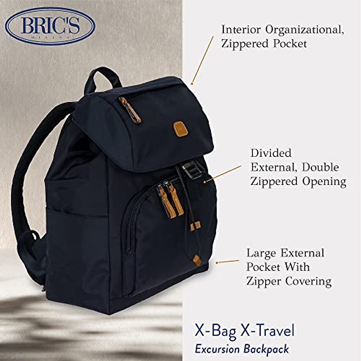 Bric's X-Travel Excursion Backpack - 15 inch - Cute Designer Backpack for Women and Men - Navy
